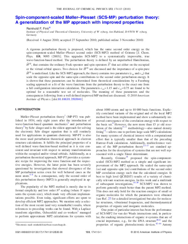 Pdf Improving Quasiparticle Second Order Electron Propagator Calculations With The Spin
