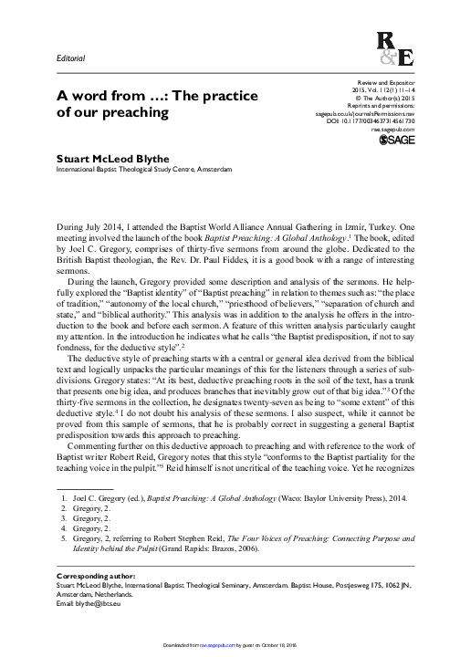 (PDF) A word from …: The practice of our preaching