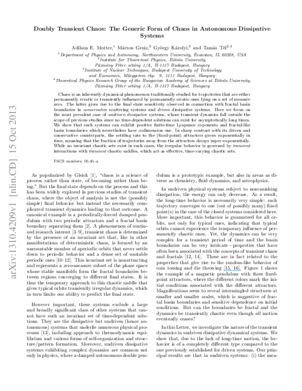 (PDF) Doubly Transient Chaos: Generic Form of Chaos in Autonomous ...