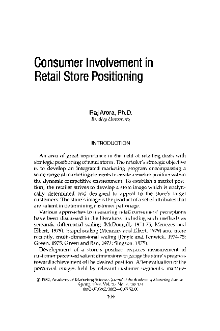 (PDF) Consumer involvement in retail store positioning
