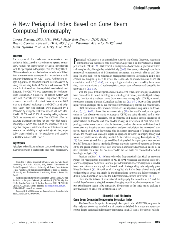 (PDF) A New Periapical Index Based on Cone Beam Computed Tomography
