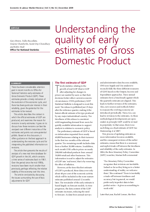 (PDF) Understanding the quality of early estimates of Gross Domestic ...