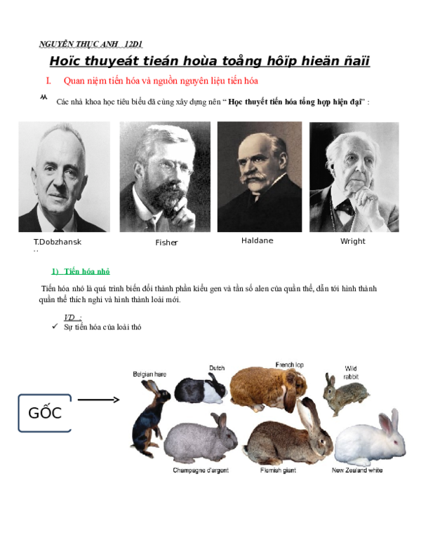 (DOC) Học thuyết tiến hóa tổng hợp hiện đại