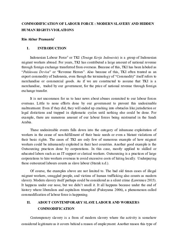(DOC) Commodification of Labor Force | Rio A Pramanta - Academia.edu