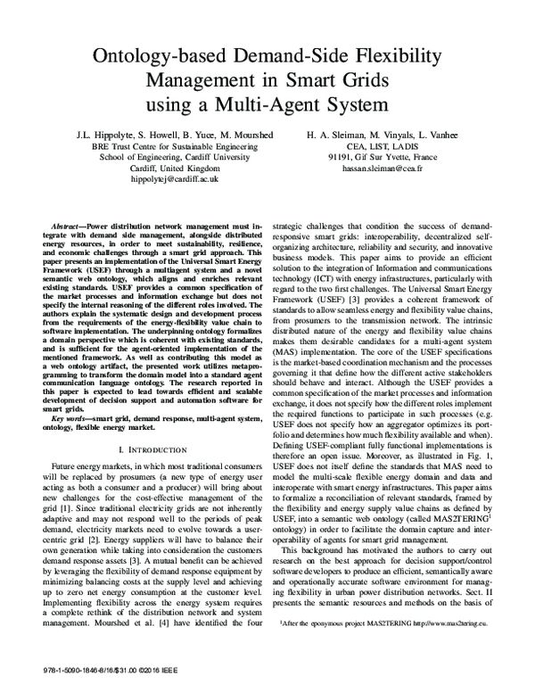 (PDF) Ontology-based Demand-Side Flexibility Management in Smart Grids using a Multi-Agent System