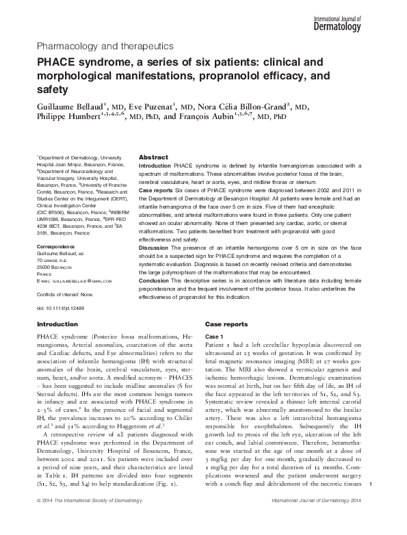 (PDF) PHACE syndrome, a series of six patients: clinical and ...