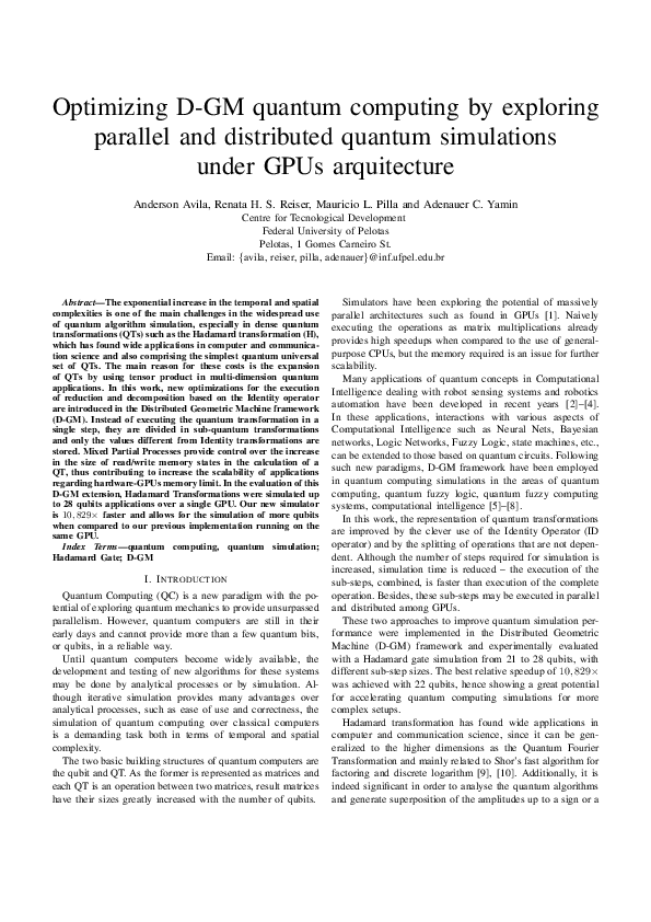 (PDF) Optimizing D-GM quantum computing by exploring parallel and distributed quantum ...