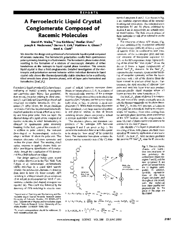 (PDF) A Ferroelectric Liquid Crystal Conglomerate Composed of Racemic ...
