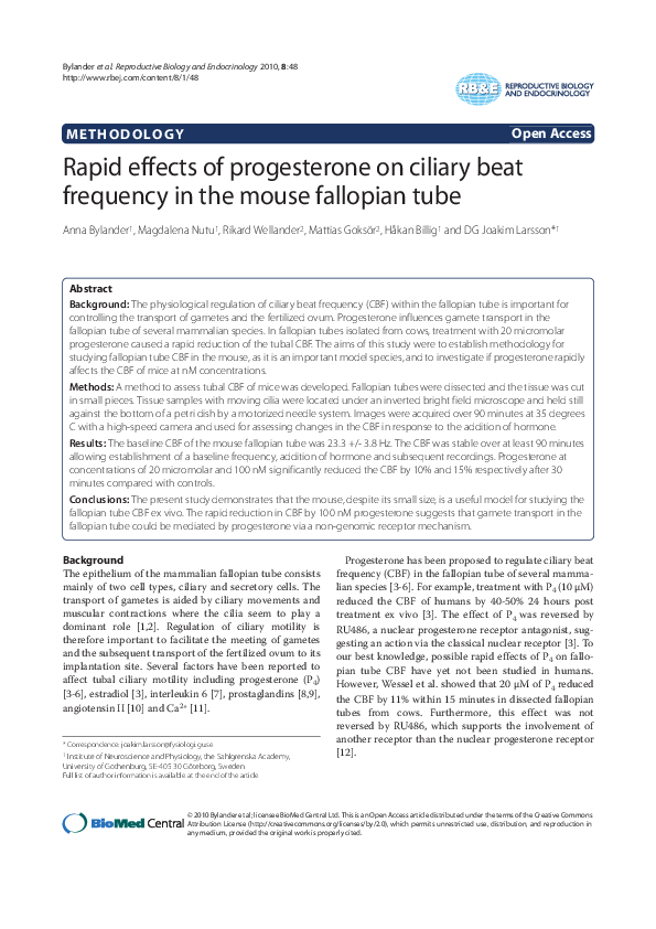 (PDF) Open Access METHODOLOGY Rapid effects of progesterone on ciliary ...