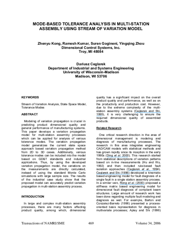 (PDF) Stream of variation analysis for multiple station assembly ...