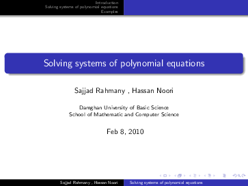(PDF) Solving systems of polynomial equations, using the Gröbner bases method.