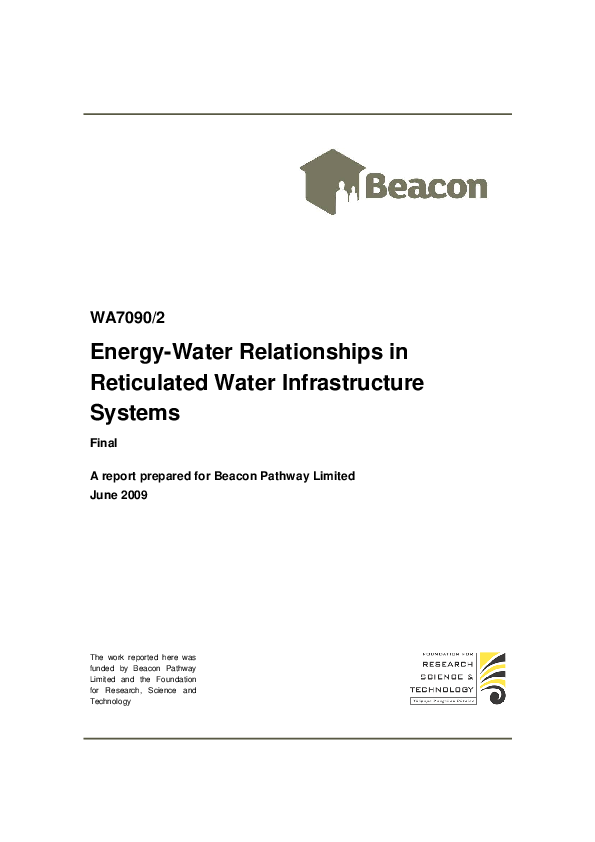 (PDF) Energy-Water Relationships in Reticulated Water Infrastructure ...