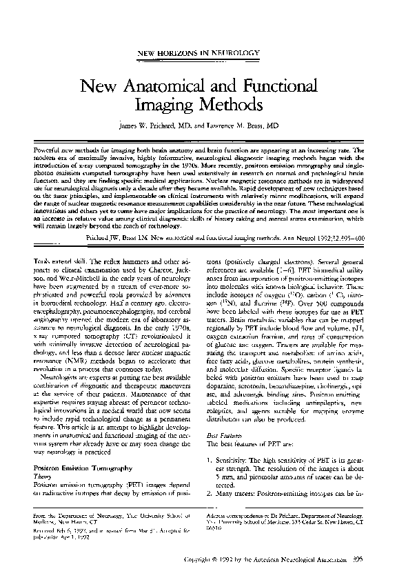 (PDF) New anatomical and functional imaging methods