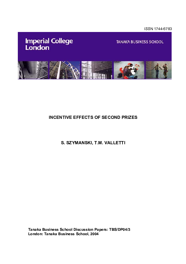 (PDF) Incentive effects of second prizes