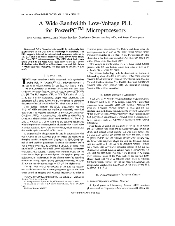 (PDF) A wide-bandwidth low-voltage PLL for PowerPC microprocessors