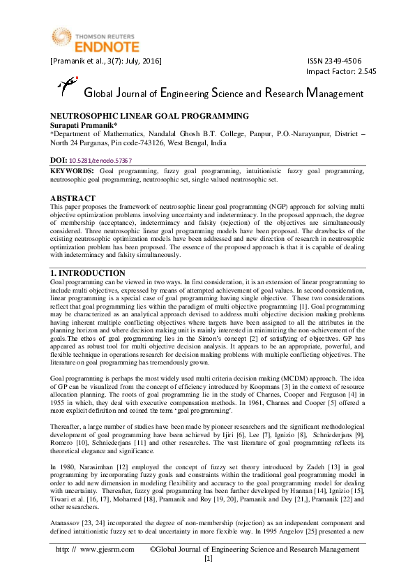 (PDF) NEUTROSOPHIC LINEAR GOAL PROGRAMMING