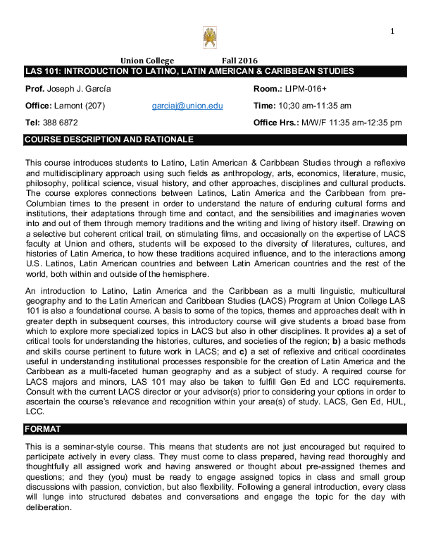 (PDF) Syllabus: Introduction to Latino, Latin American and Caribbean ...
