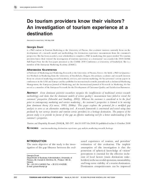 (PDF) Do tourism providers know their visitors? An investigation of ...