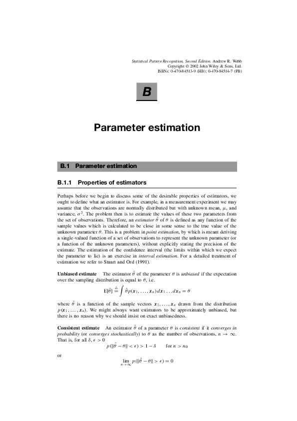 (PDF) Appendix B: Parameter Estimation