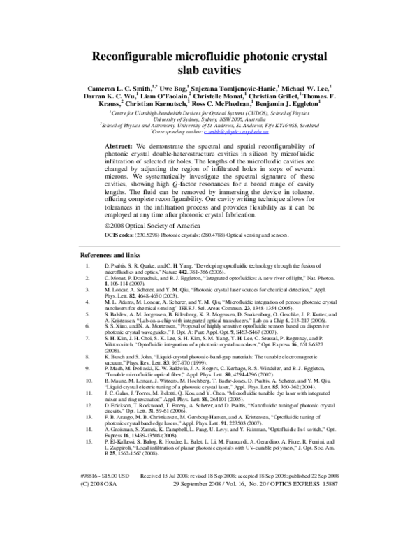 (PDF) Reconfigurable microfluidic photonic crystal slab cavities | Ross McPhedran - Academia.edu
