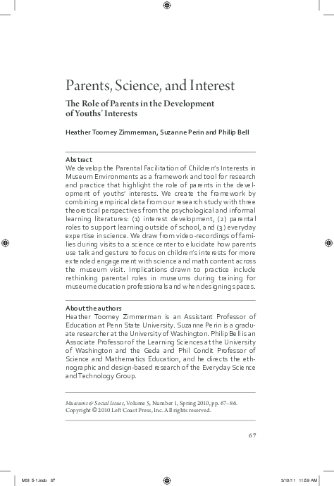 (PDF) Parents, Science and Interest: The Role of Parents in the ...