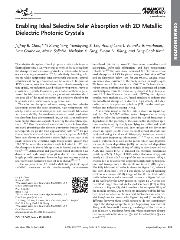 (PDF) Enabling Ideal Selective Solar Absorption with 2D Metallic ...