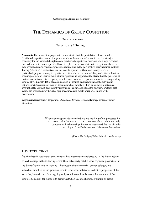 (PDF) The Dynamics of Group Cognition