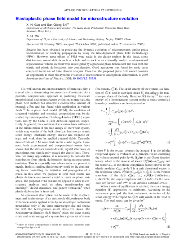 (PDF) Elastoplastic phase field model for microstructure evolution