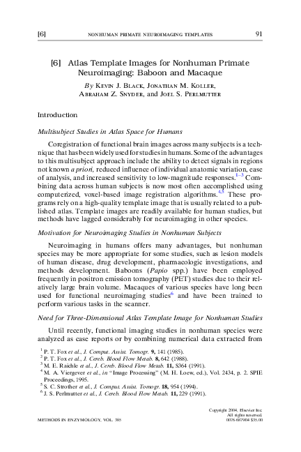 (PDF) Atlas Template Images for Nonhuman Primate Neuroimaging: Baboon ...