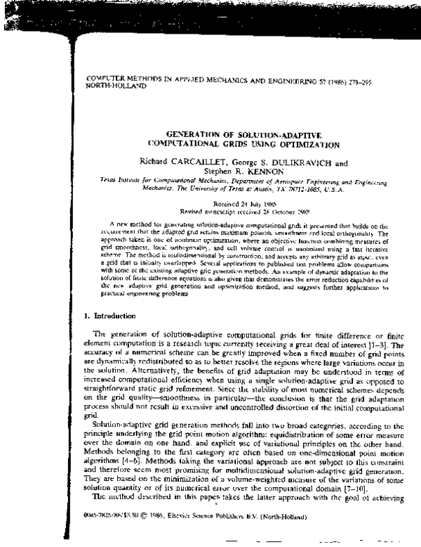 Pdf Generation Of Solution Adaptive Computational Grids Using 4363