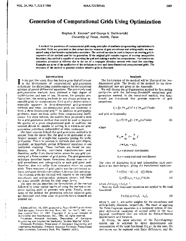 Pdf Generation Of Computational Grids Using Optimization Stephen 2348