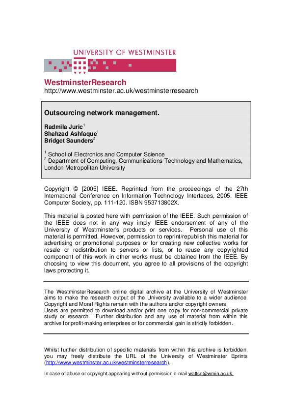 (PDF) Outsourcing network management