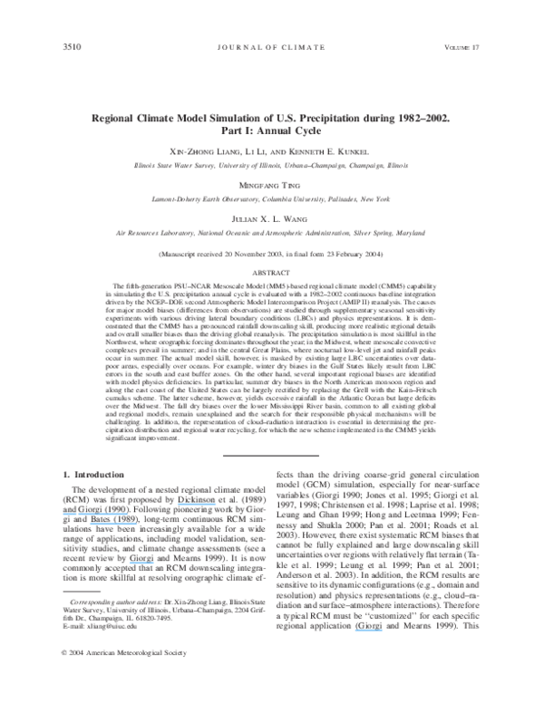 (PDF) Regional Climate Model Simulation of U.S. Precipitation during ...