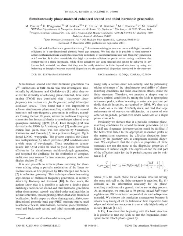 (PDF) Simultaneously phase-matched enhanced second and third harmonic generation
