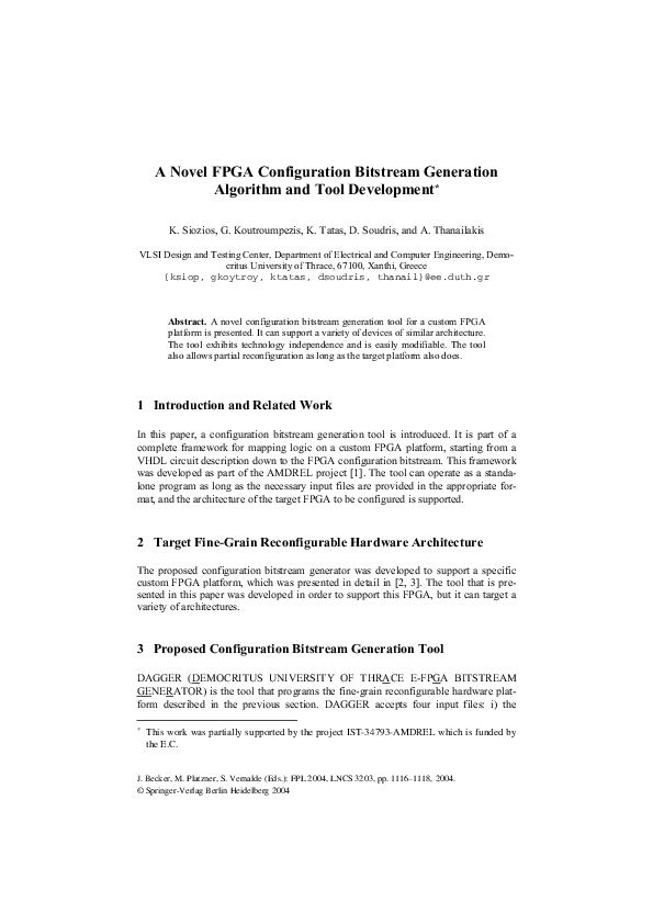 Pdf A Novel Fpga Configuration Bitstream Generation Algorithm And