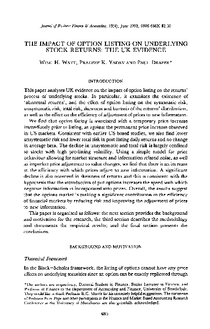 (PDF) THE IMPACT OF OPTION LISTING ON UNDERLYING STOCK RETURNS: THE UK ...
