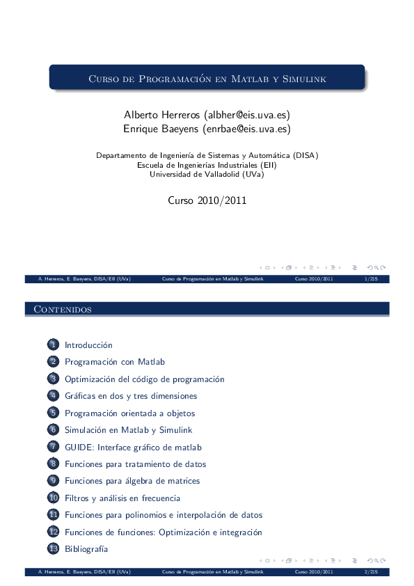 (PDF) Curso de Programací on en Matlab y Simulink