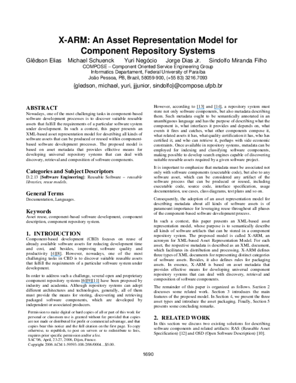 (PDF) X-ARM: an asset representation model for component repository systems