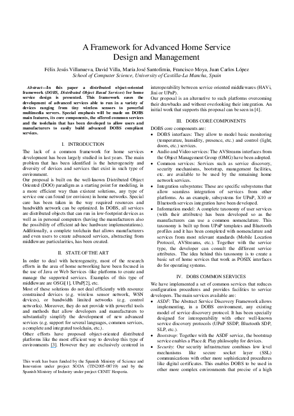 (PDF) A framework for advanced home service design and management