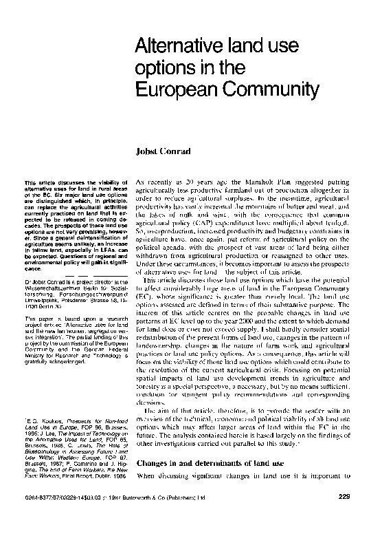 (PDF) Alternative land use options in the European Community