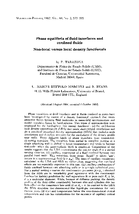 (PDF) Phase equilibria of fluid interfaces and confined fluids | Umberto Marini Bettolo Marconi ...