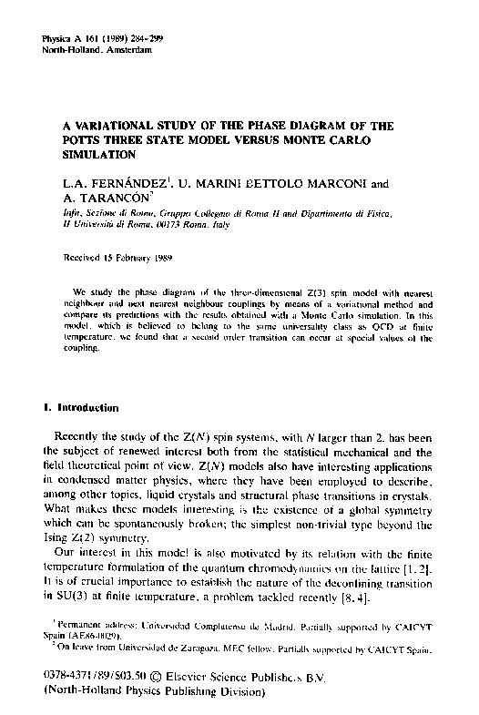 (PDF) A variational study of the phase diagram of the potts three state model versus Monte Carlo ...