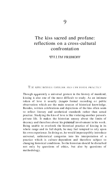 (PDF) The kiss sacred and profane: reflections on a cross-cultural ...