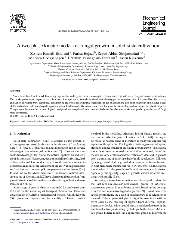 (PDF) A two-phase kinetic model for fungal growth in solid-state ...