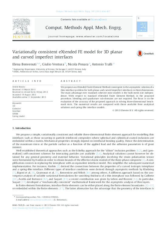 (PDF) Variationally consistent eXtended FE model for 3D planar and curved imperfect interfaces