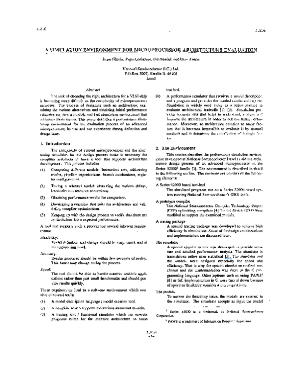 (PDF) A Simulation Environment for Microprocessor Architecture Evaluation