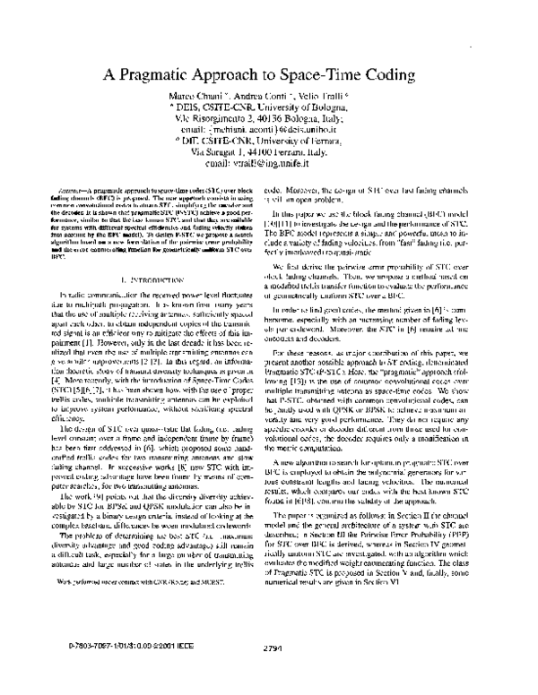 (PDF) A pragmatic approach to space-time coding
