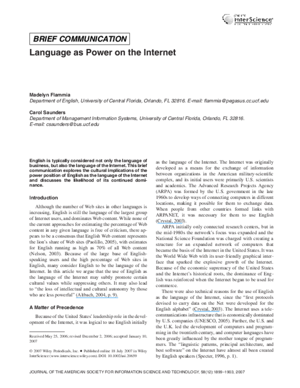 (PDF) Language as power on the Internet