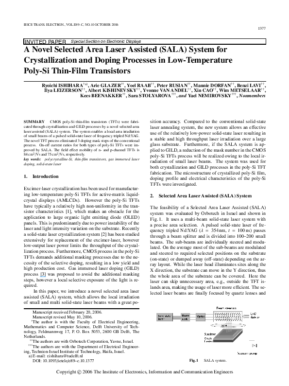 (PDF) A Novel Selected Area Laser Assisted (SALA) System for ...