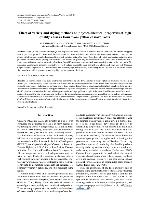 (PDF) Effect of variety and drying methods on physico-chemical properties of high quality ...